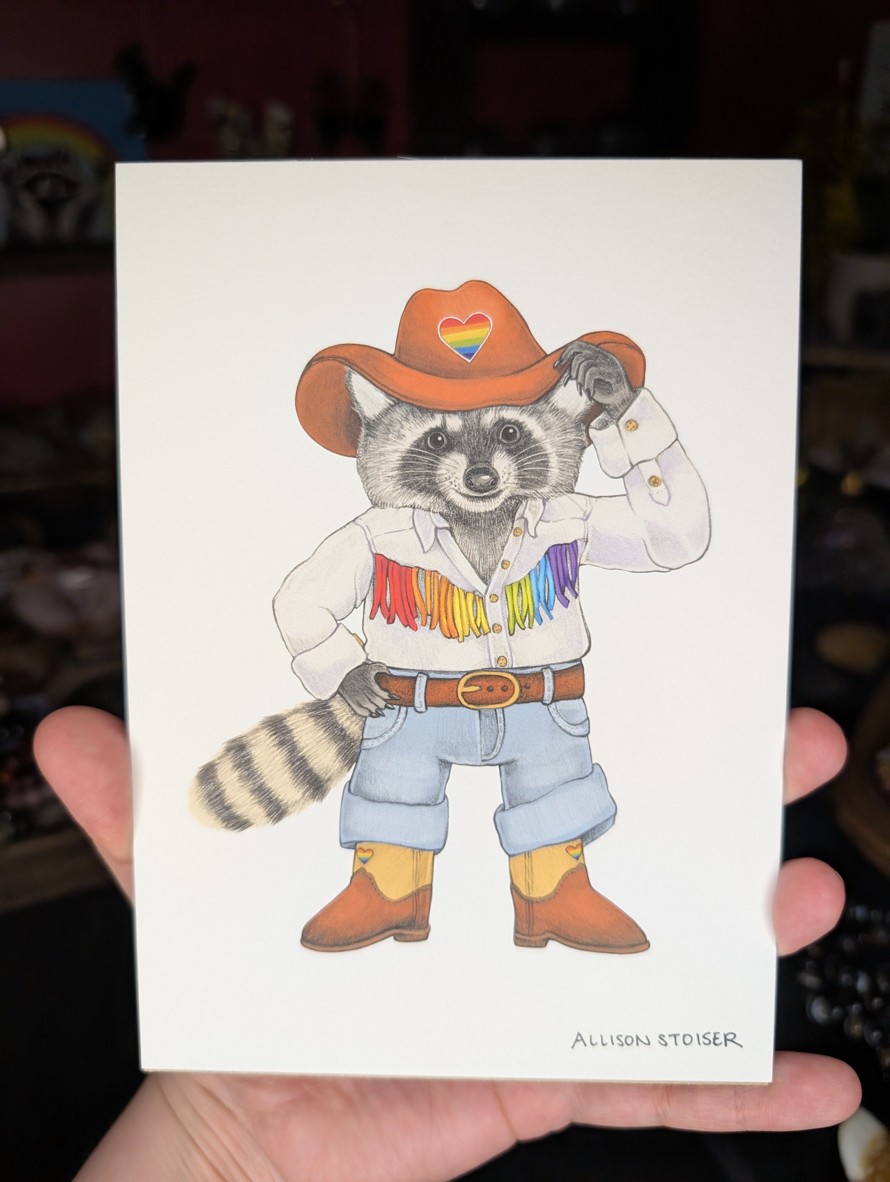 Pride Raccoon Cowboy 5x7 Print – Gypsy Willow Art