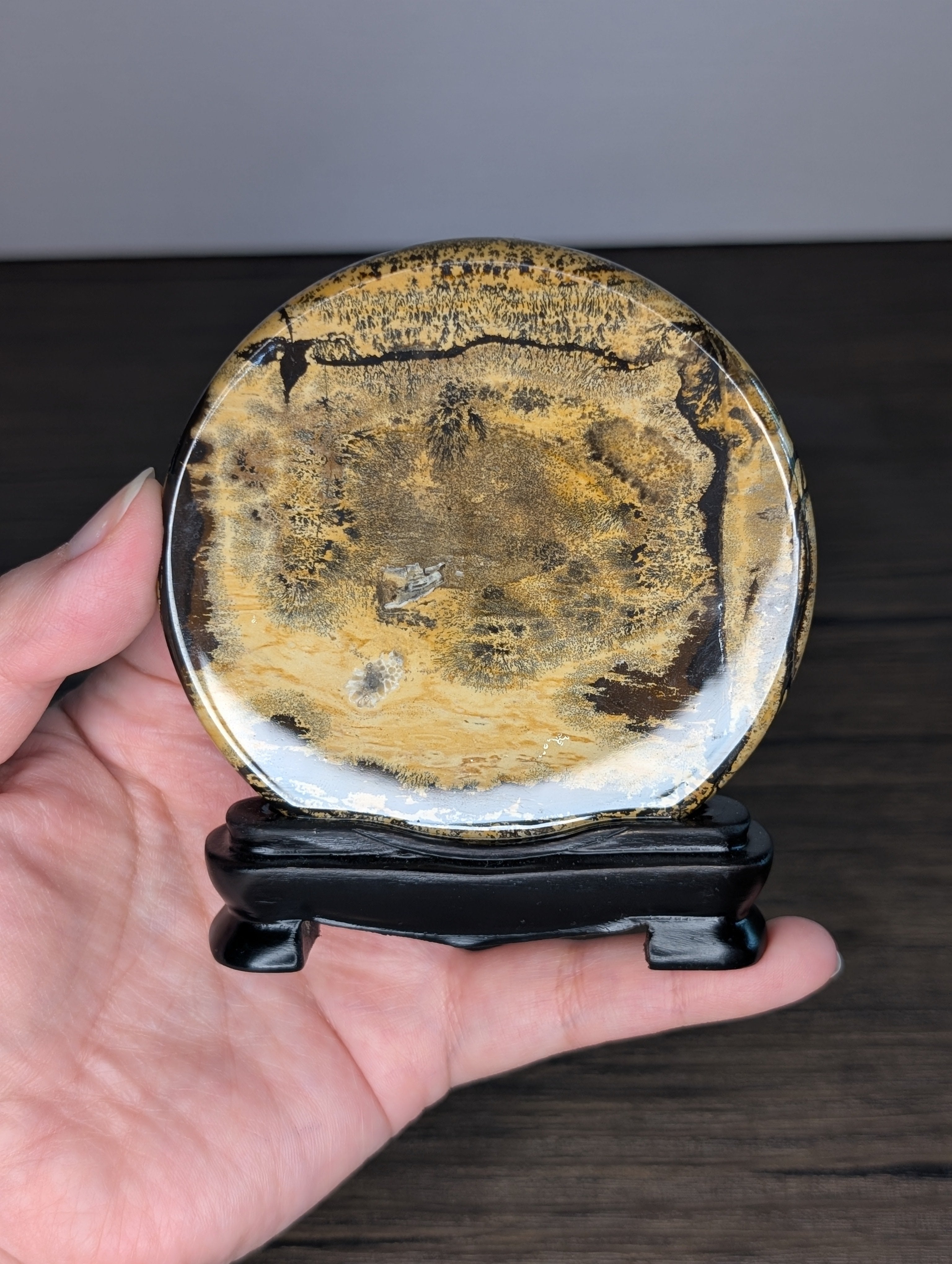 Picture Jasper Slab with Wooden Base – Gypsy Willow Art